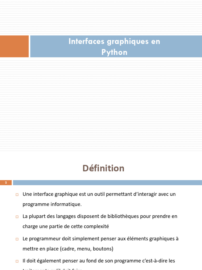 Création d'interfaces graphiques Python | PDF | Interface graphique ...