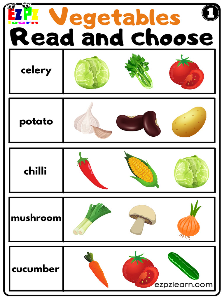 1 Vegetables Read and Choose 2 | PDF