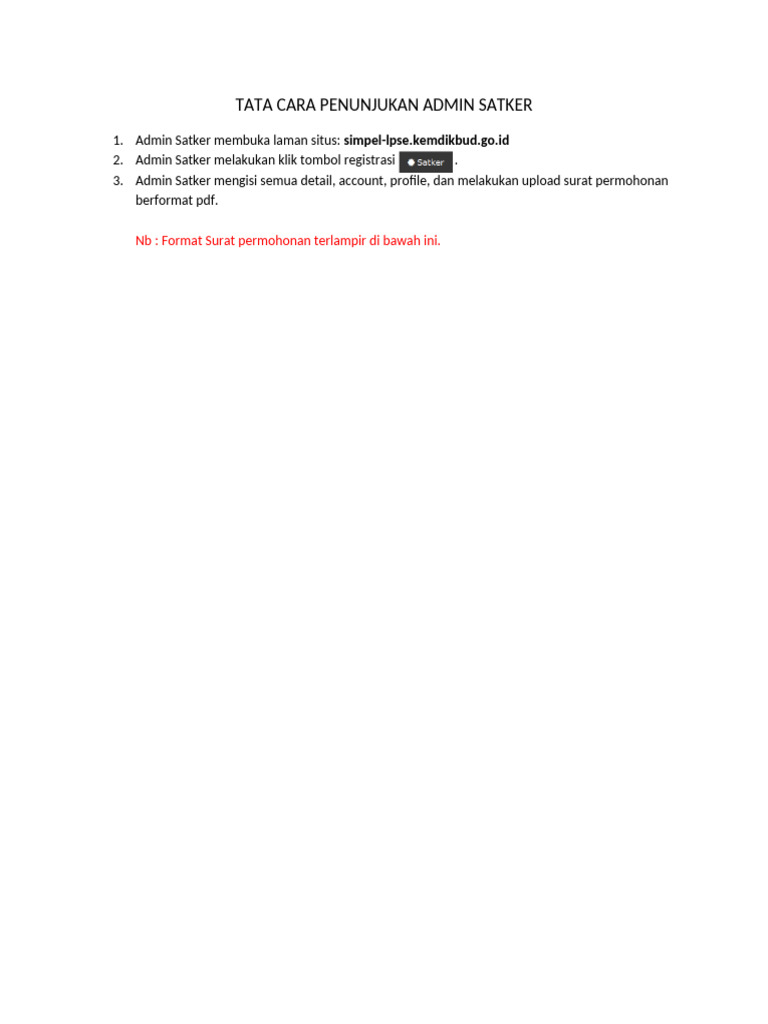 Panduan Penunjukan Admin Satker SIMPeL | PDF