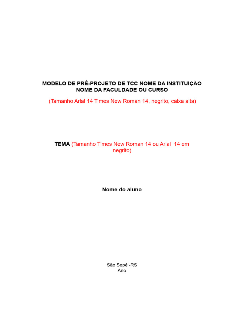 Modelo de Pre Projeto | PDF