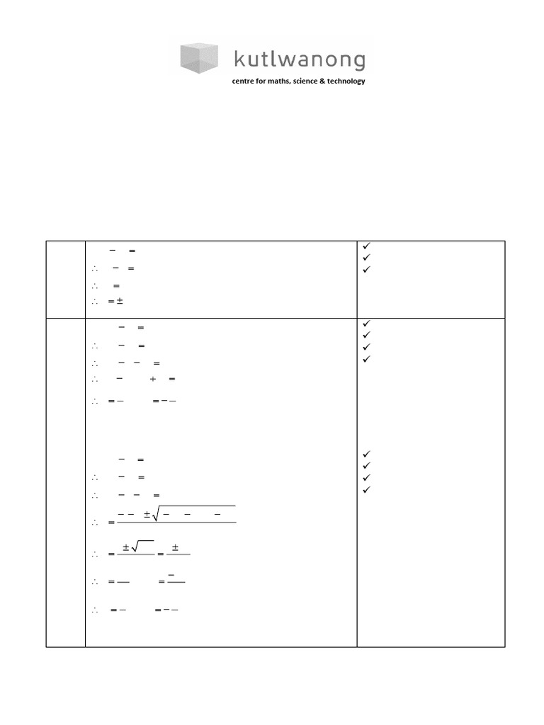 Promaths Grade 11 Assessment 1 Memo (15 Mar 2025) | PDF | Mathematical ...