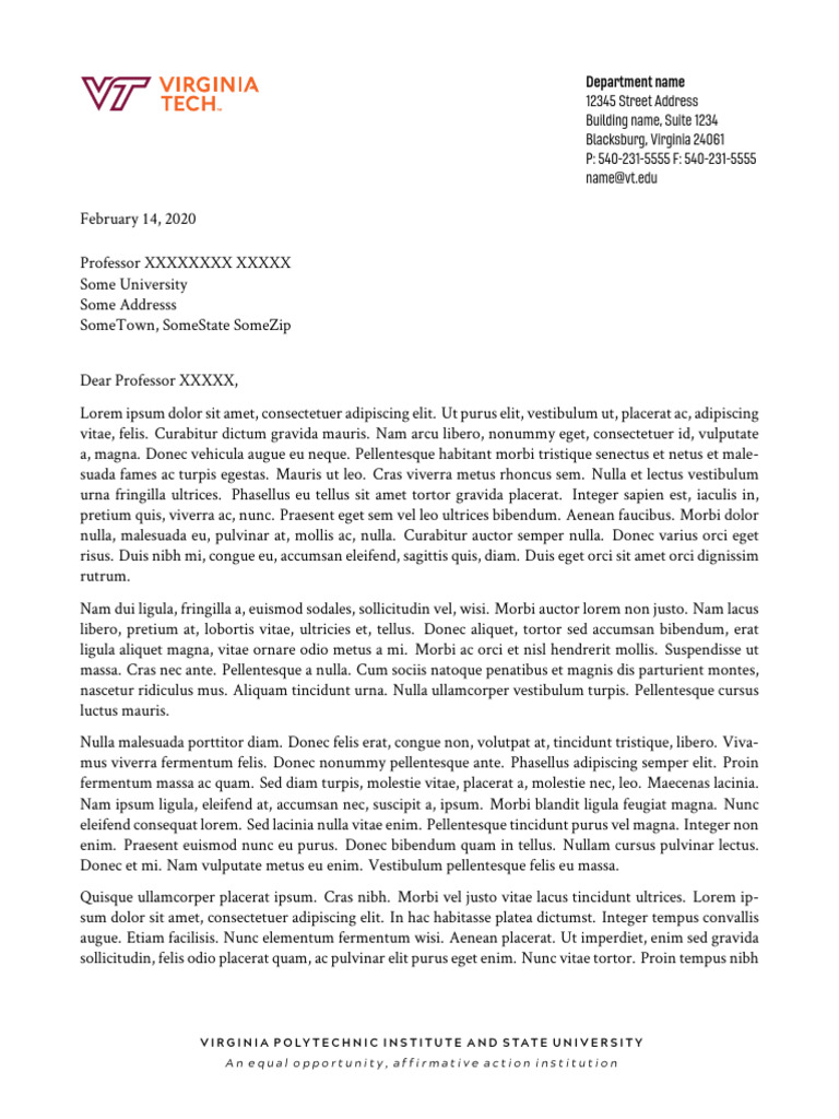 Virginia Tech Letterhead Template | PDF