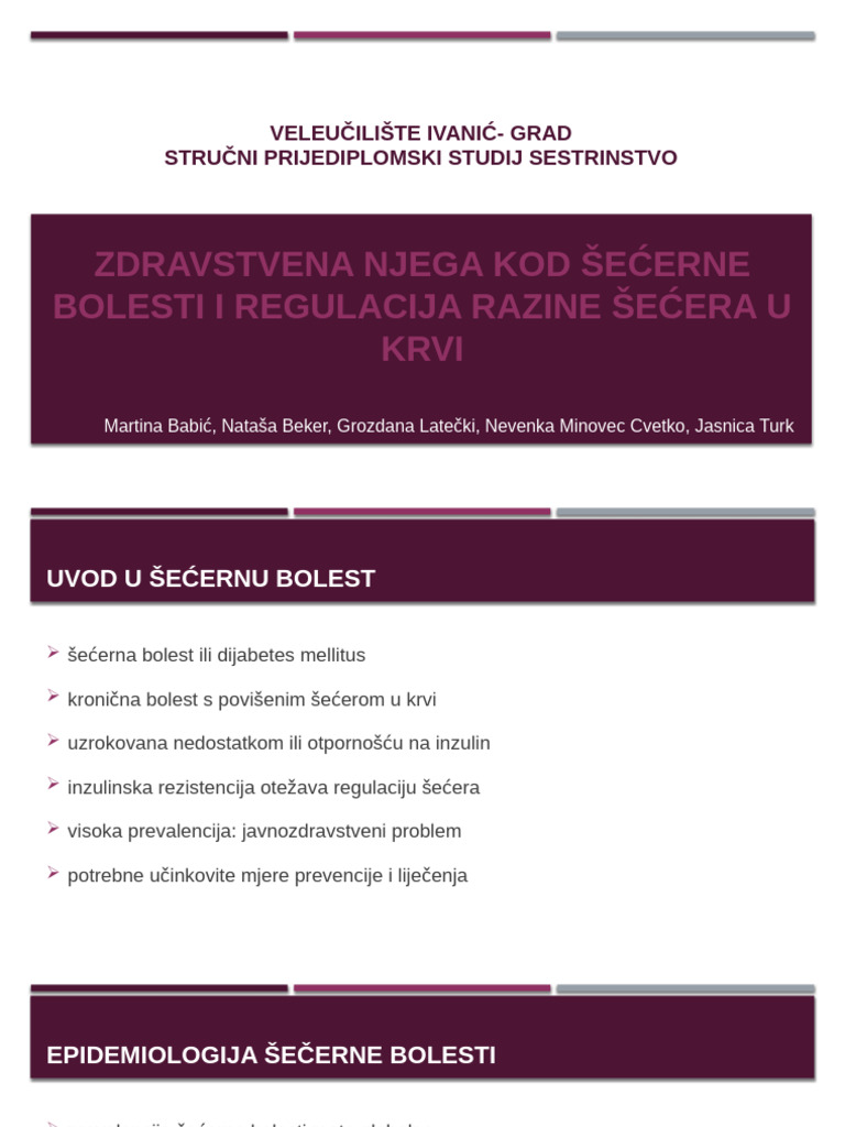Zdravstvena Njega Kod Šećerne Bolesti I Regulacija Razine Šećera U Krvi, Babić, Beker, Latečki ...