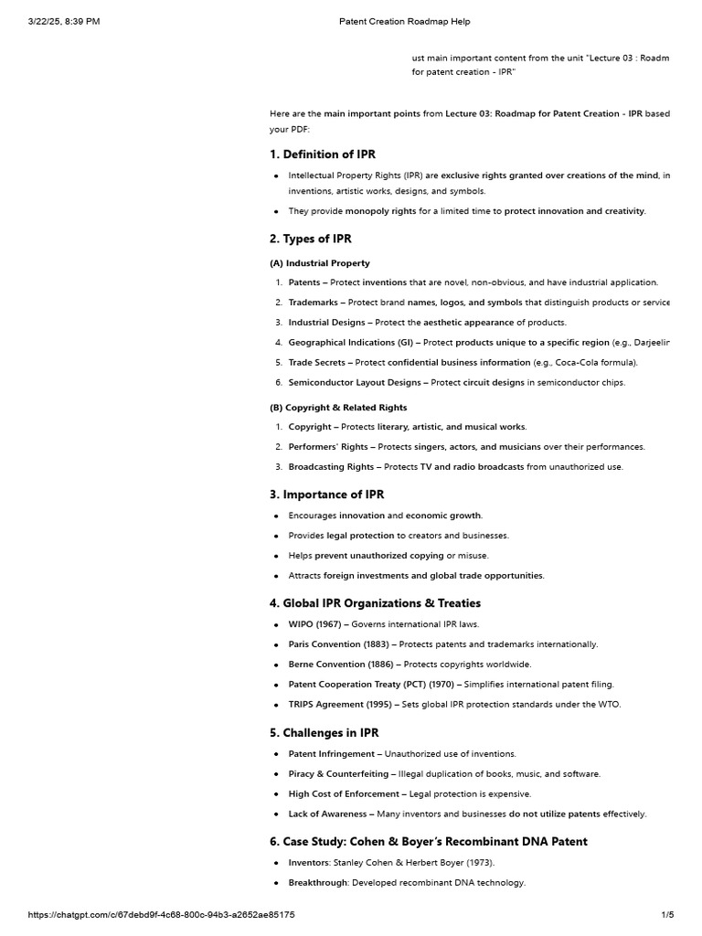 Patent Creation Roadmap 3-5 | PDF | Intellectual Property | Patent