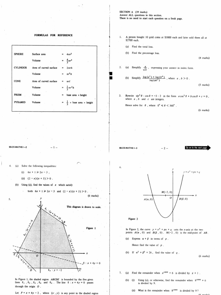HKCEE Math 1990 Paper 1