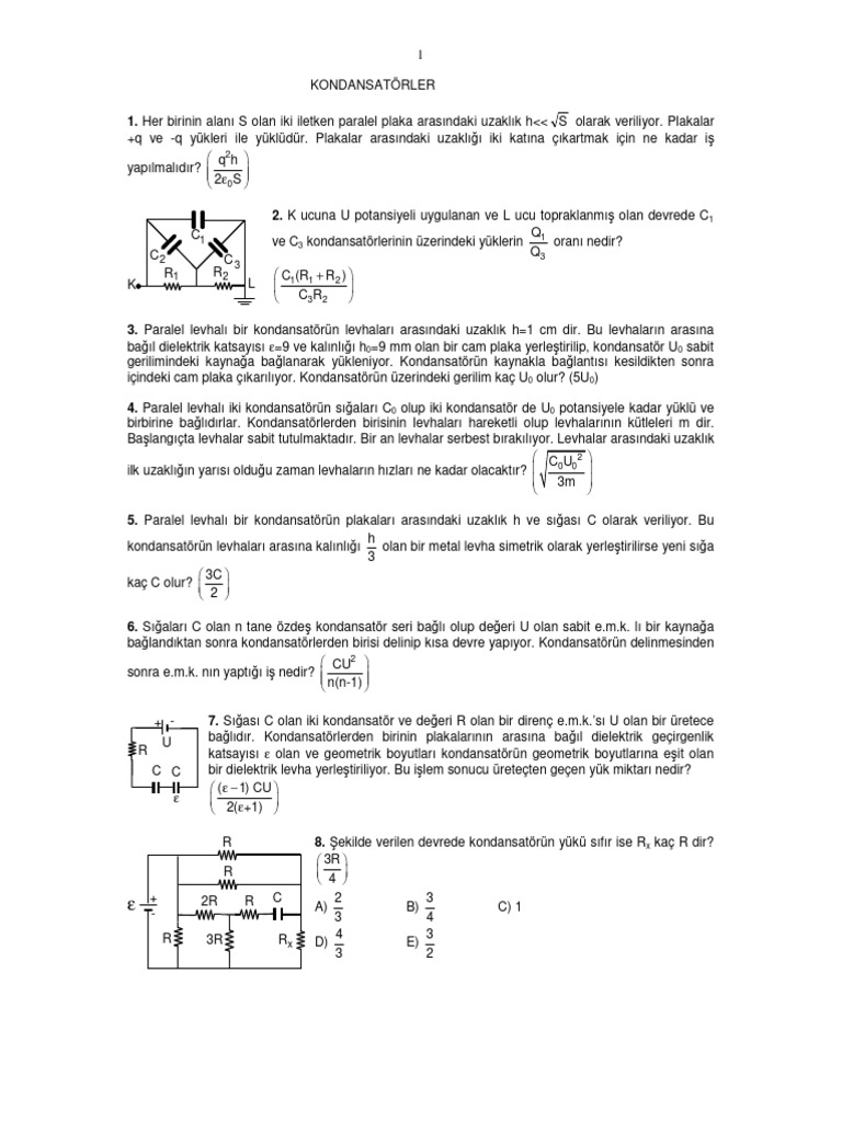 11.2. Elektrostatik Soruları Kondansatörler | PDF