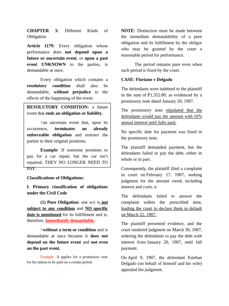 Chapter 3 - Different Kinds of Obligations | PDF | Promissory Note ...
