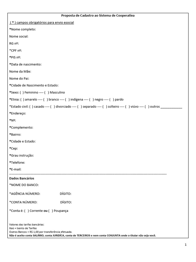 Ficha Cadastral em PDF | PDF