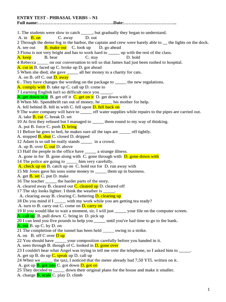 100 Multiple Choice-Entry Test-100 Hs | PDF