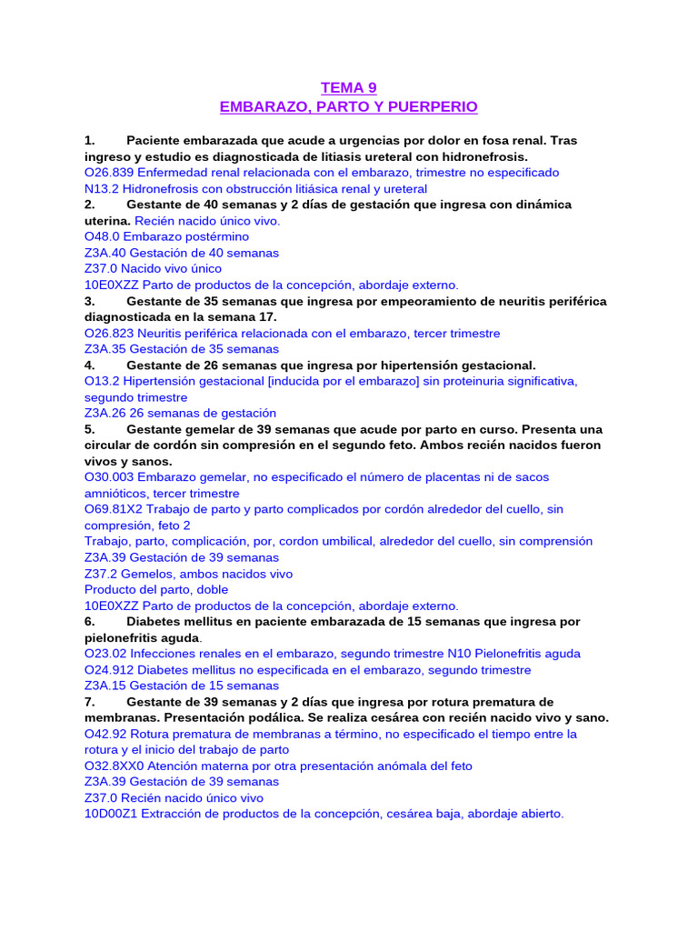 Tema9 Codificación Ejercicios e Historia | PDF | El embarazo | Parto