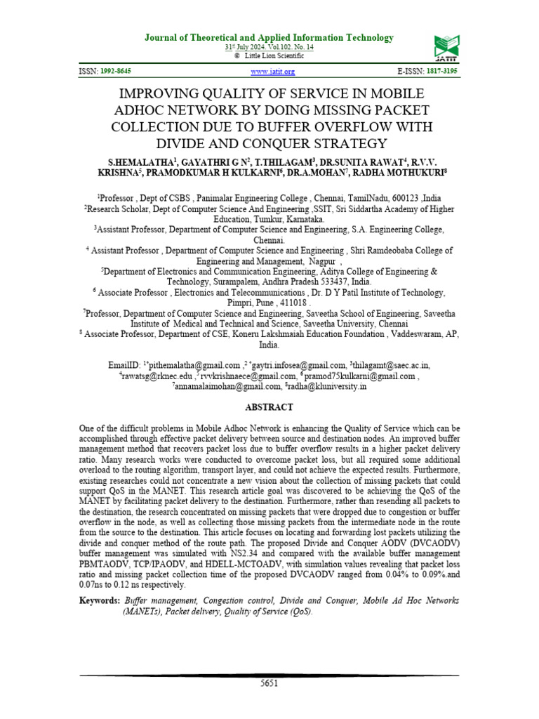 Improve Quality of Services in Mobile | PDF | Wireless Ad Hoc Network | Network Congestion