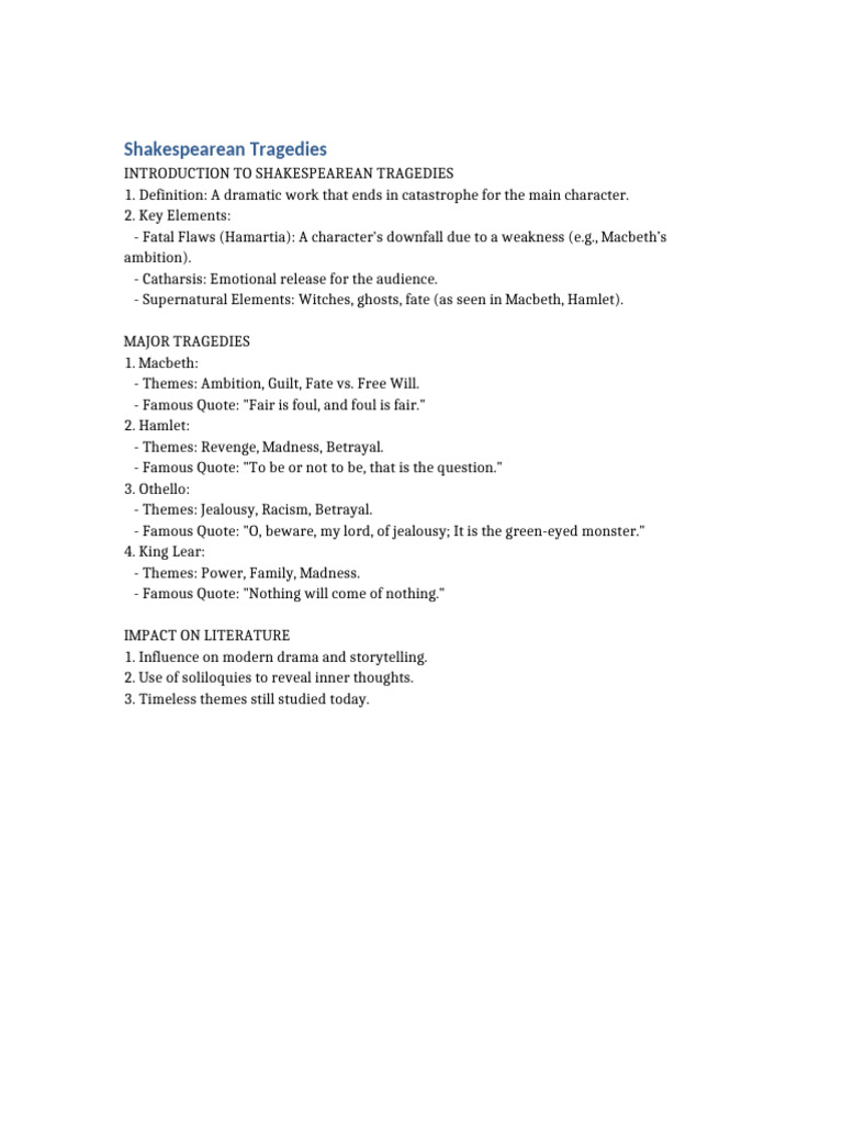 Understanding Shakespearean Tragedies | PDF