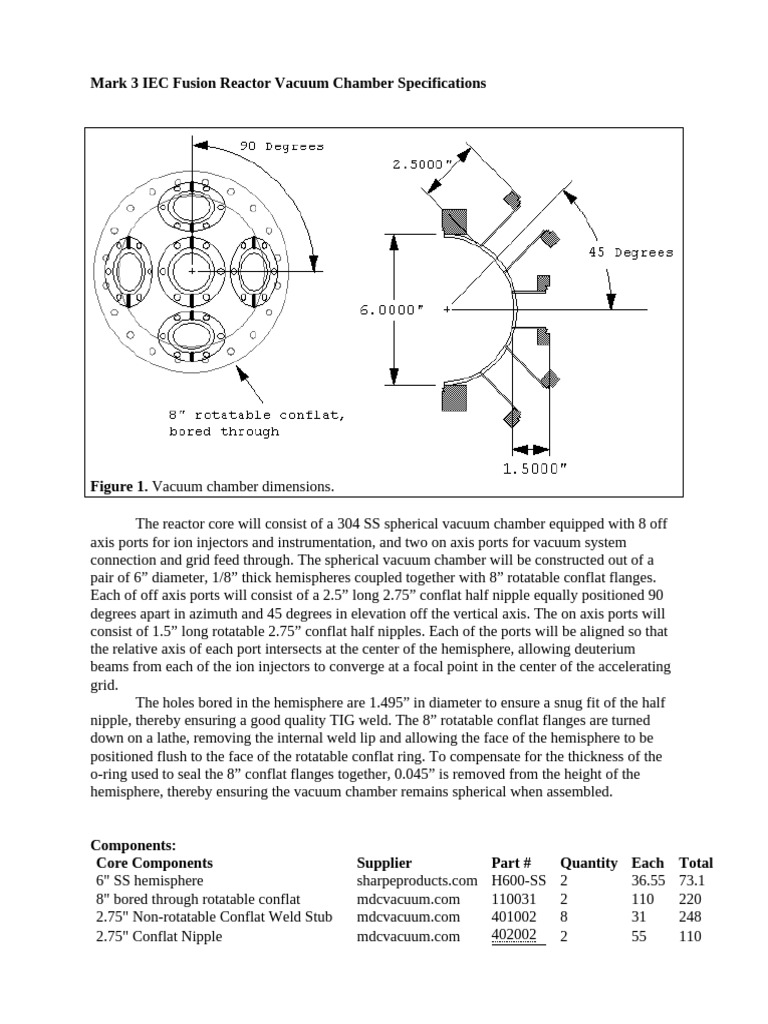Vacuum Chamber Specs | PDF | Sphere | Industrial Processes