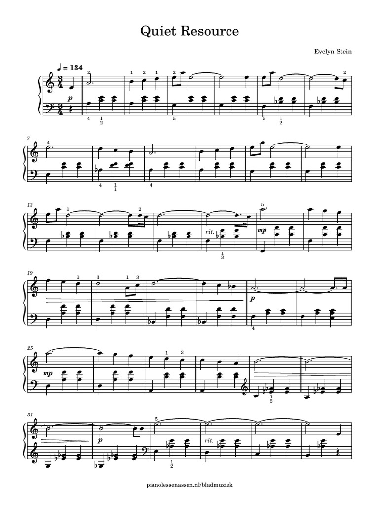 Evelyn Stein's Quiet Resource Sheet Music | PDF