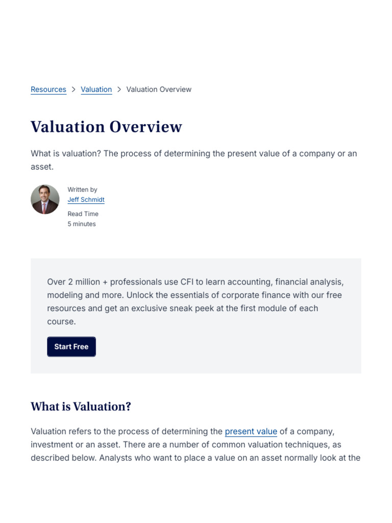 Valuation - Definition & Reasons For Business Valuation | PDF ...
