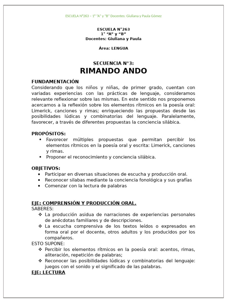 Secuencia 3 - Lengua RIMANDO ANDO | PDF | Poesía | Escritura