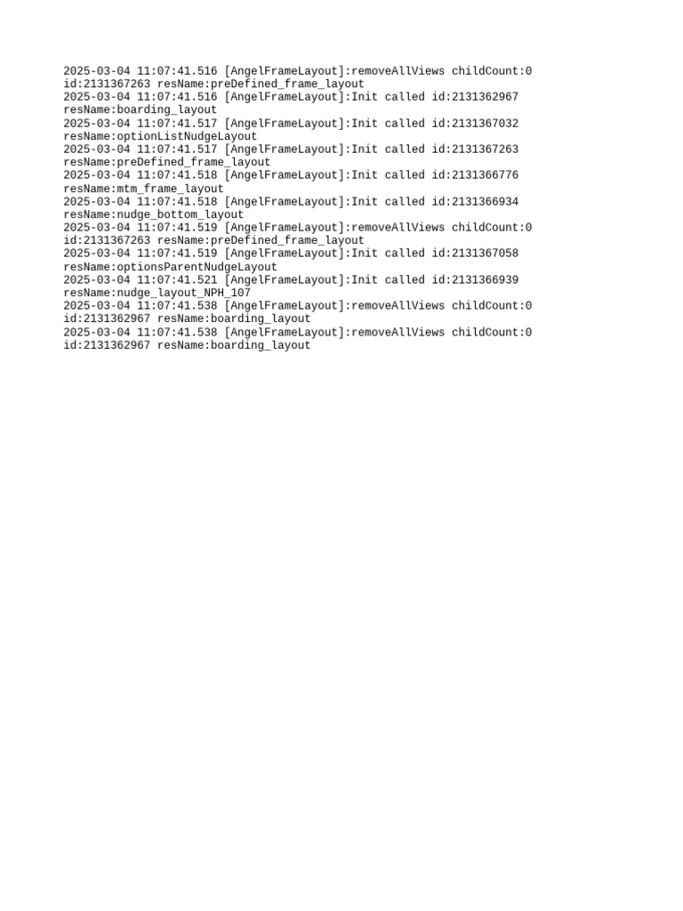 AngelFrameLayout Initialization Logs | PDF