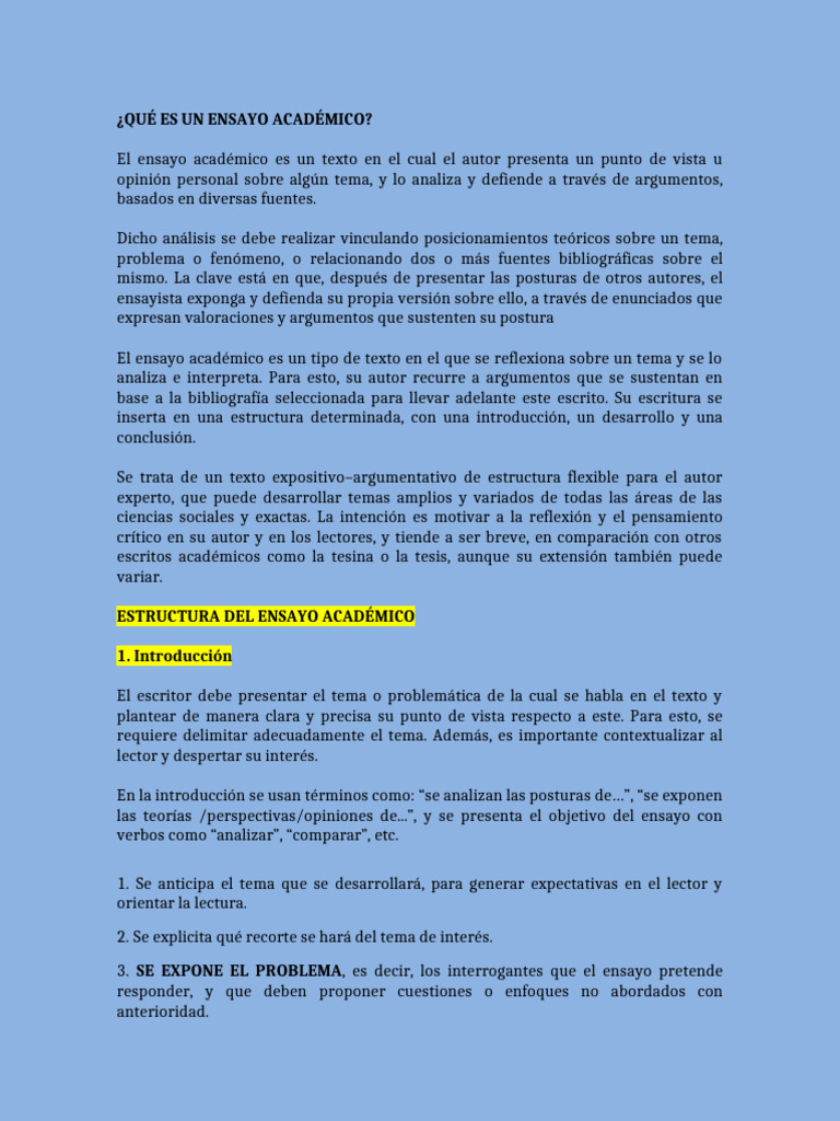 Guía Completa del Ensayo Académico | PDF | Ensayos