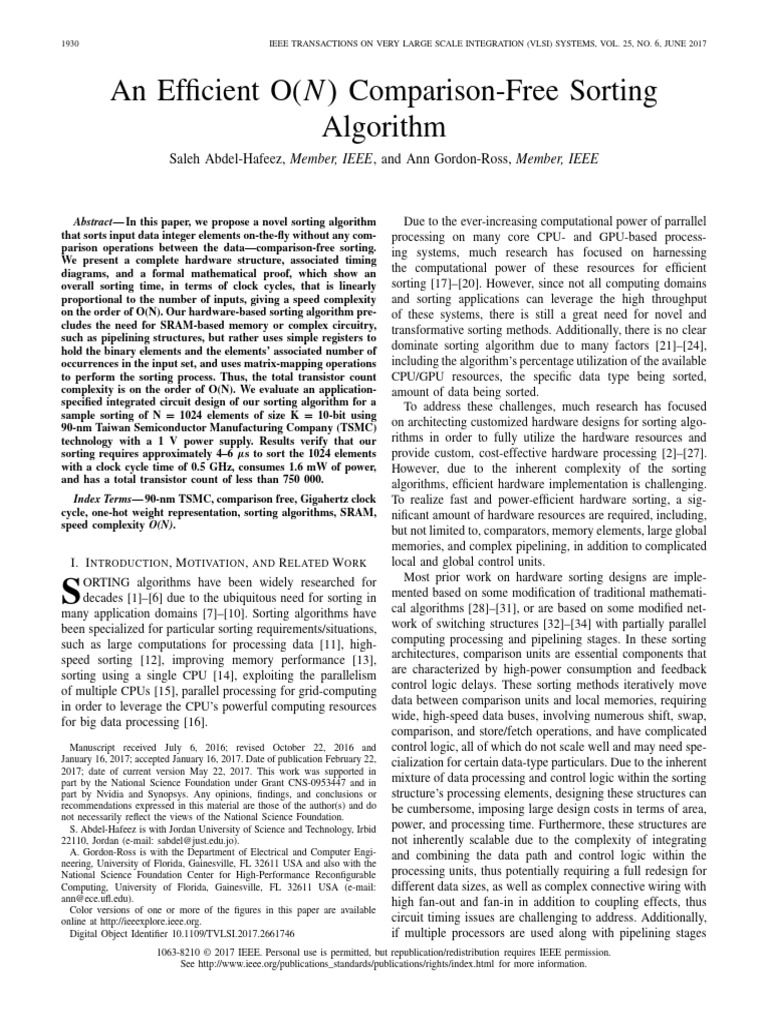 An Efficient O N Comparison-Free Sorting Algorithm | PDF | Central ...