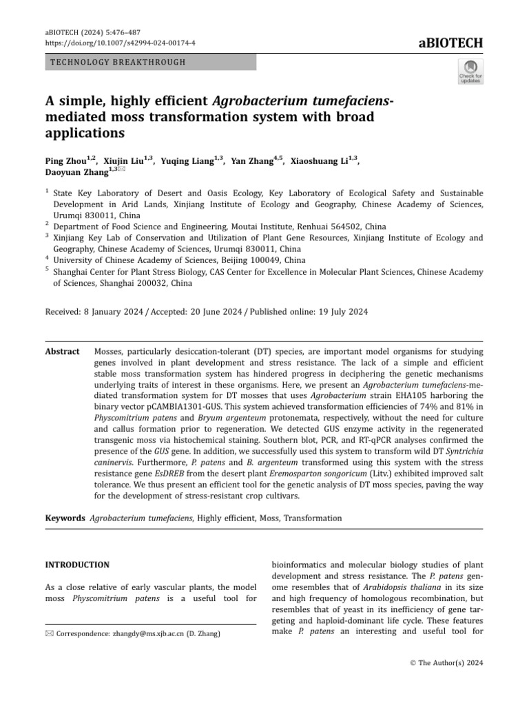A_simple,_highly_efficient_Agrobacterium_tumefaciensmediated_moss | PDF ...