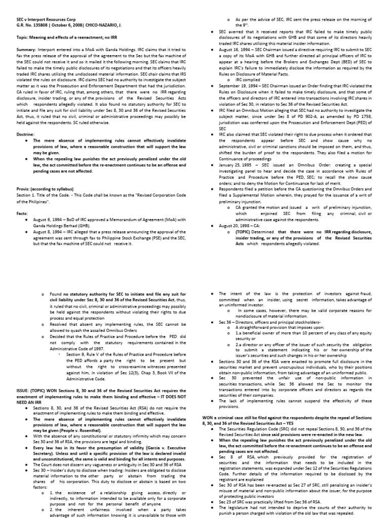 SEC vs. Interport: Insider Trading Case | PDF | U.S. Securities And ...