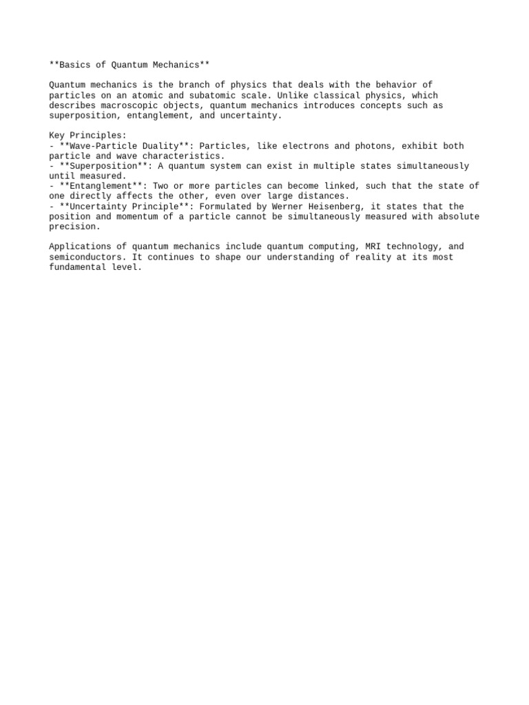 Quantum Mechanics Basics | PDF