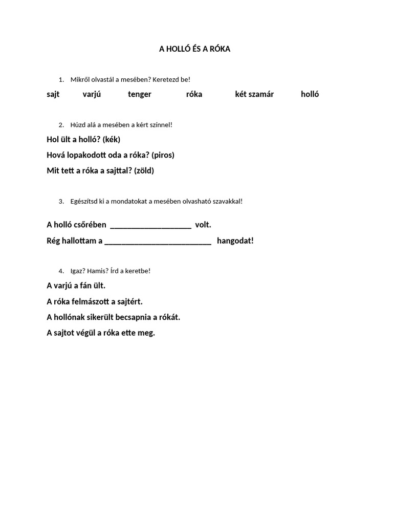 A Holló És A Róka | PDF