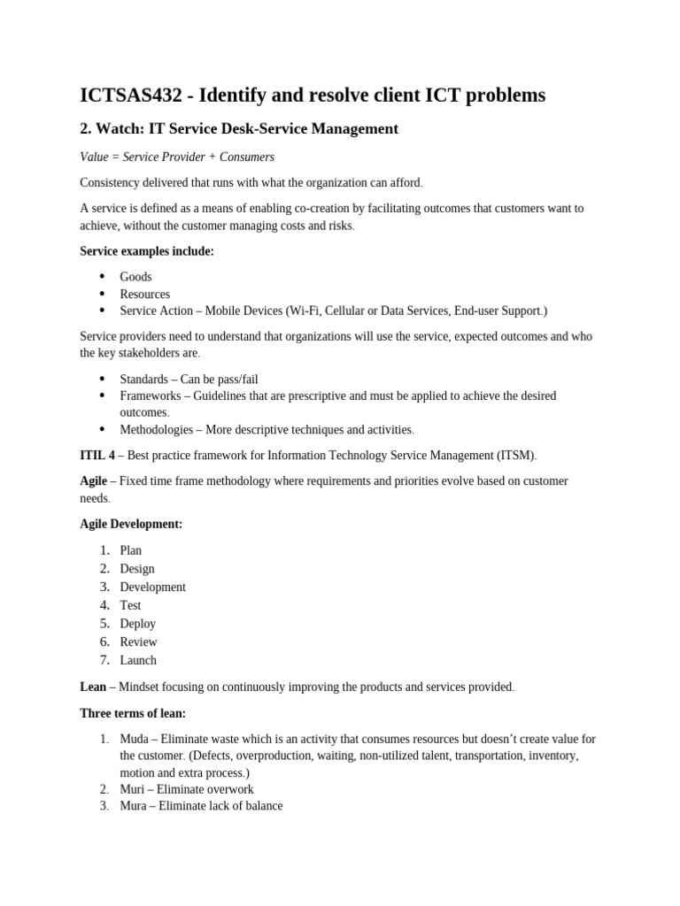 ICTSAS432-Identify and Resolve Client ICT Problems | PDF | Six Sigma ...
