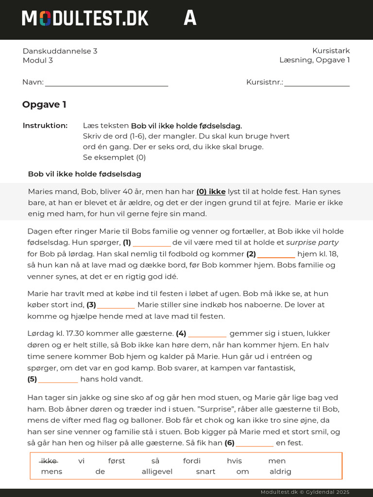 DU3 3A Kursistark Marts 2025 | PDF