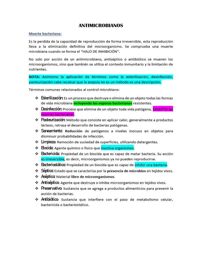 Agentes Antimicrobianos y Control Microbiano | PDF | Esterilización ...