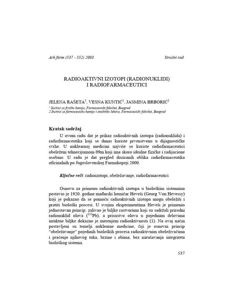 Radioaktivni izotopi | PDF