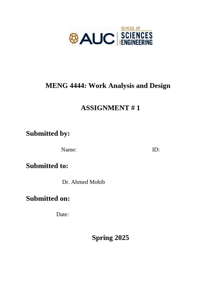 Work Analysis and Design- Assignment 1.1 | PDF | Machining | Warehouse