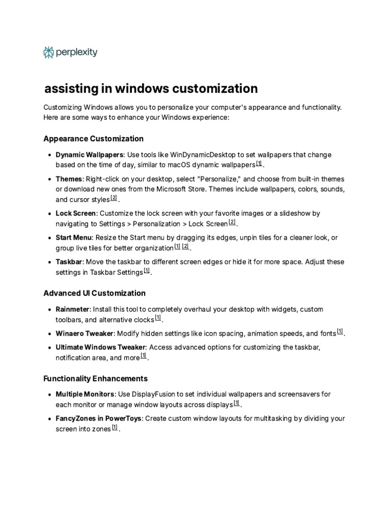 Windows Customization Techniques Guide | PDF