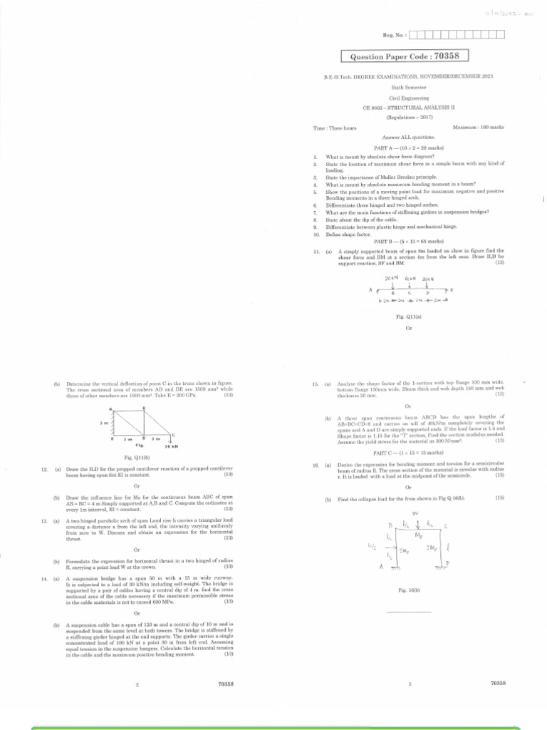 Structural Analysis II - CE8602 2017 Regulation - _250320_201412 | PDF ...