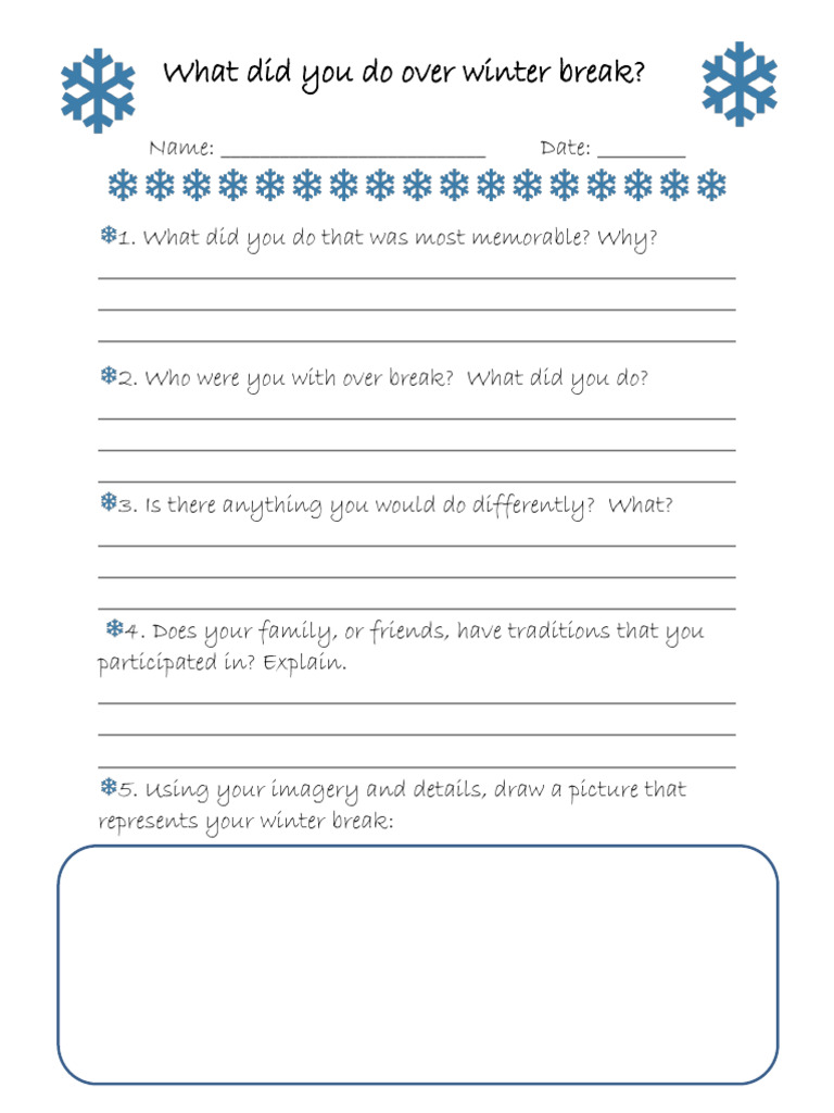 What Did I Do Over Winter Break | PDF