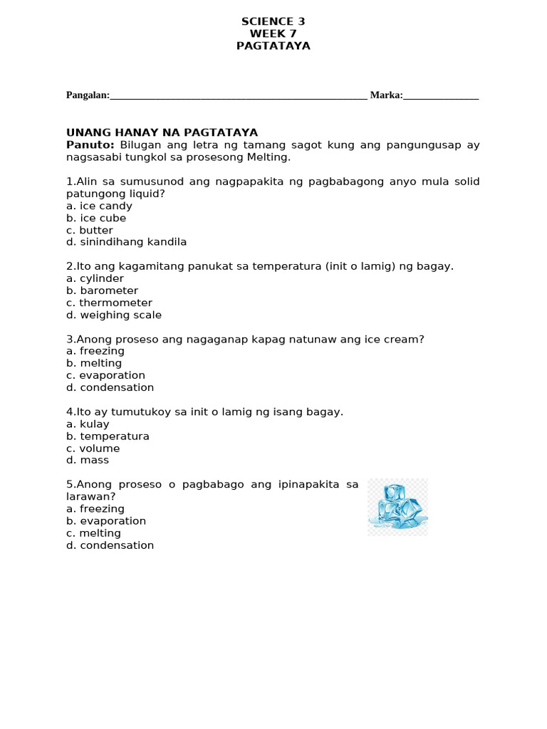 Raw 1 Pagtataya | PDF