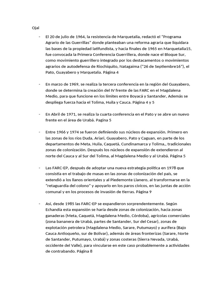 Historia y expansión de las FARC-EP | PDF | Colombia | Farc