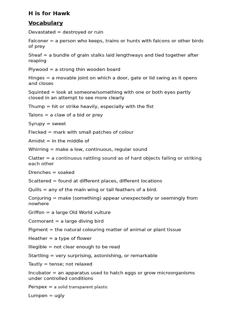 Hawk Sounds and Vocabulary for Kids | PDF