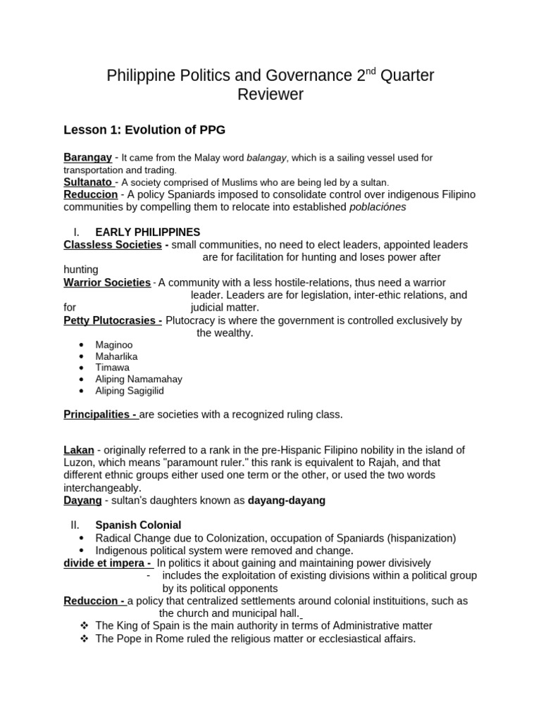Philippine Politics and Governance Overview | PDF | President Of The ...