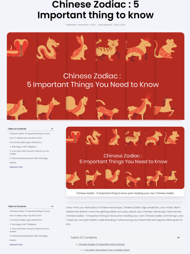 Chinese Zodiac 5 Important Thing To Know | PDF