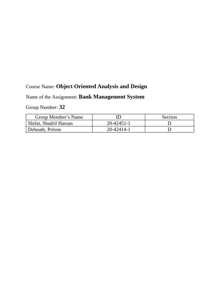 OOAD Mid BankManagementSystem | PDF | User (Computing) | Inheritance ...