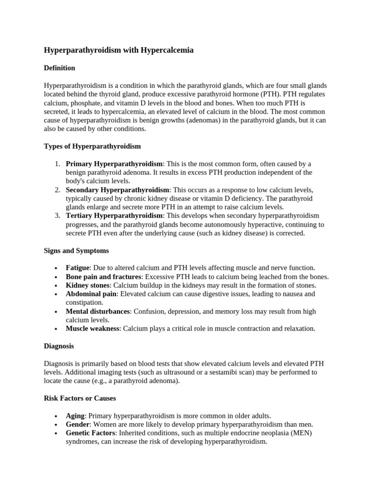 Hyperparathyroidism Overview and Management | PDF | Parathyroid Gland ...