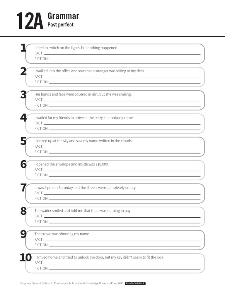 Empower Pre-Intermediate Photocopiable - Unit 12 | PDF | Pet | Linguistics