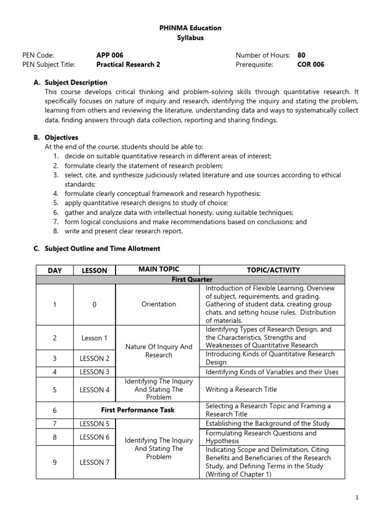 APP 006 Practical Research 2 FINAL | PDF | Quantitative Research | Statistics
