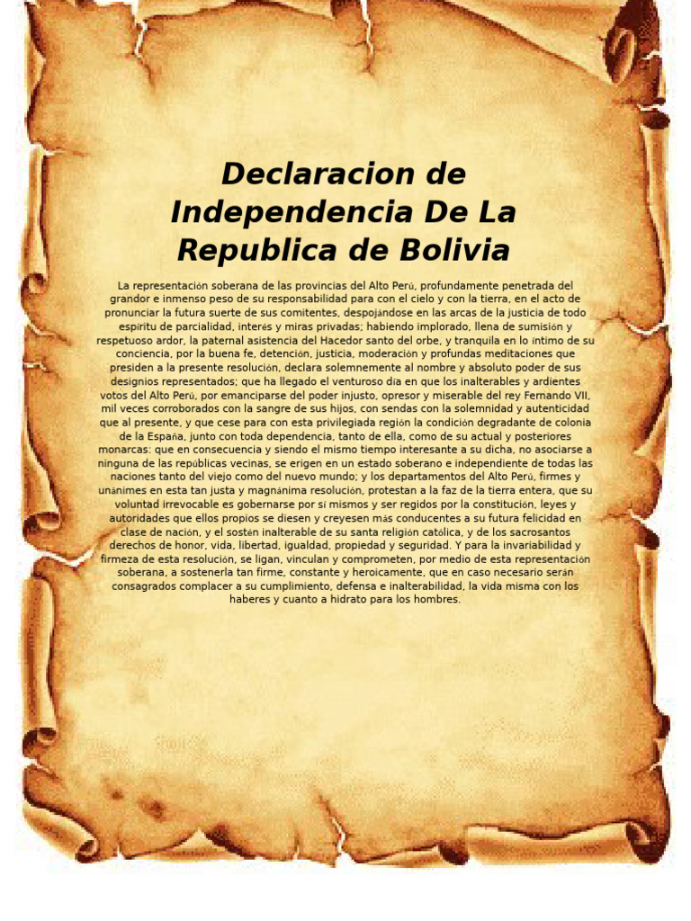 Declaración de Independencia de Bolivia | PDF