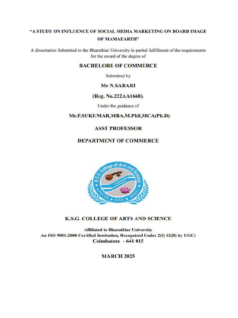 Sabari B.com Project Viva | PDF