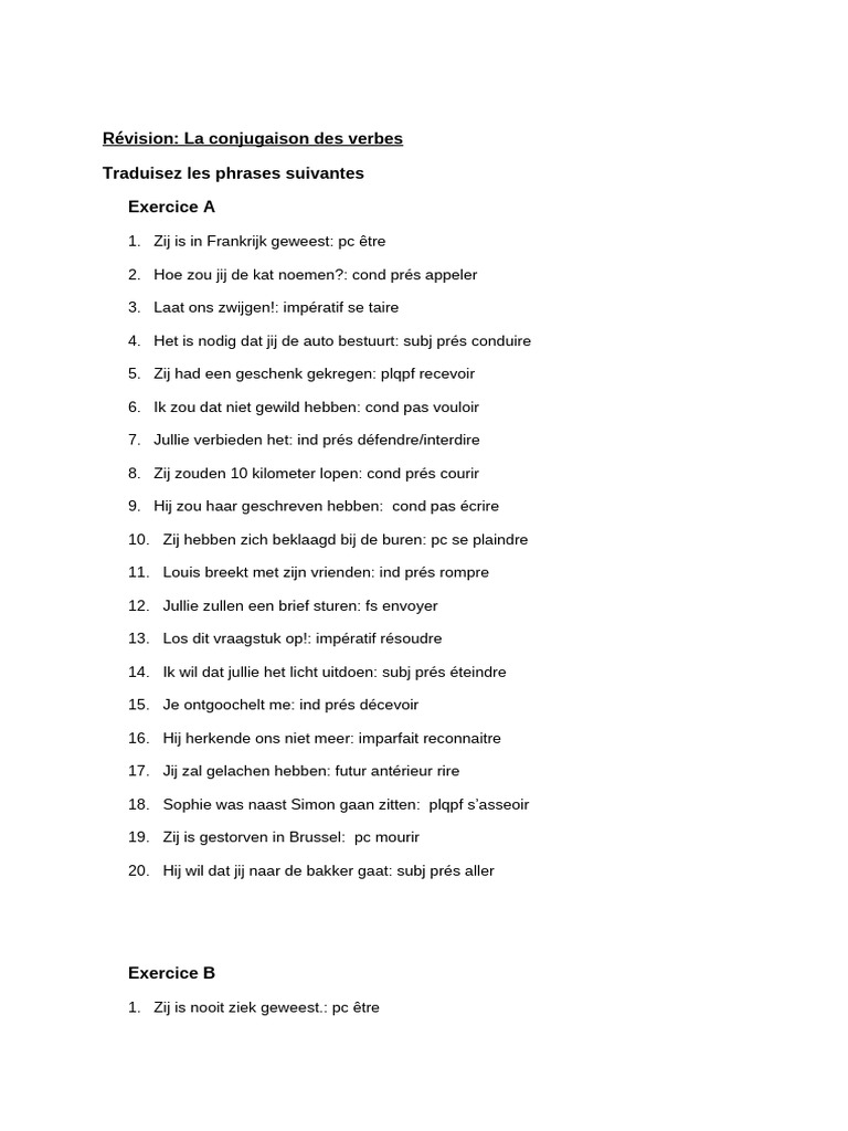 Révision La Conjugaison Des Verbes | PDF