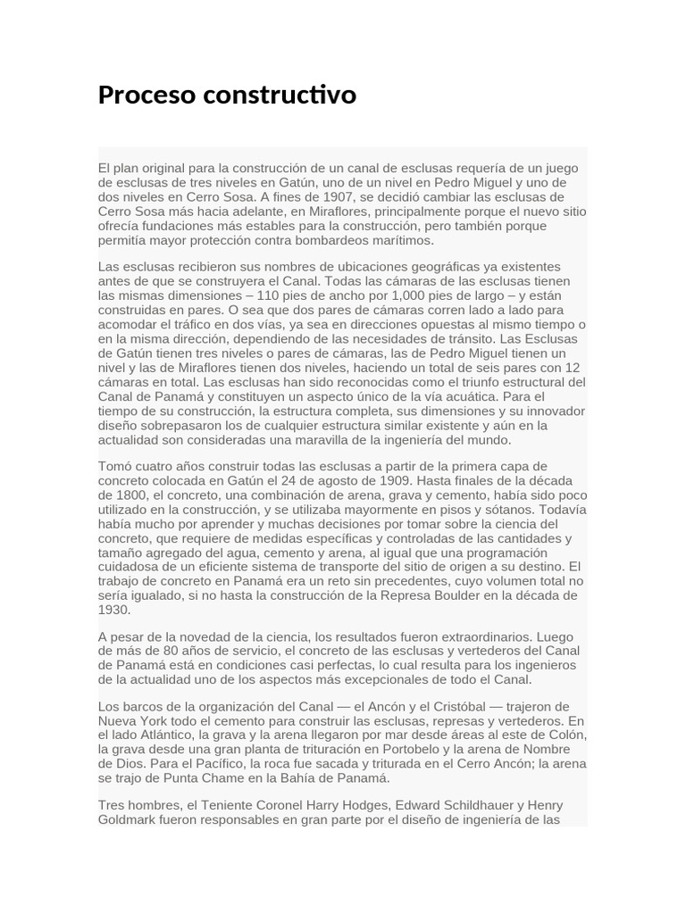 Canal de Panama Proceso Constructivo | PDF | Canal