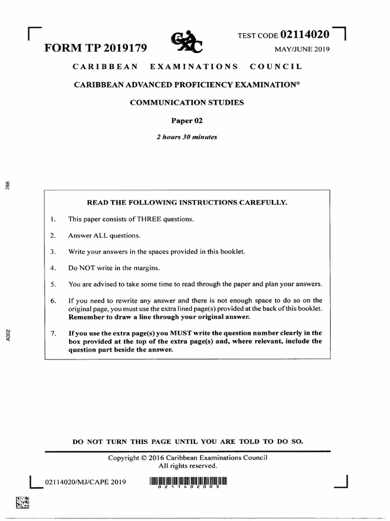 CAPE Communication Studies P2 2019 MJ | PDF