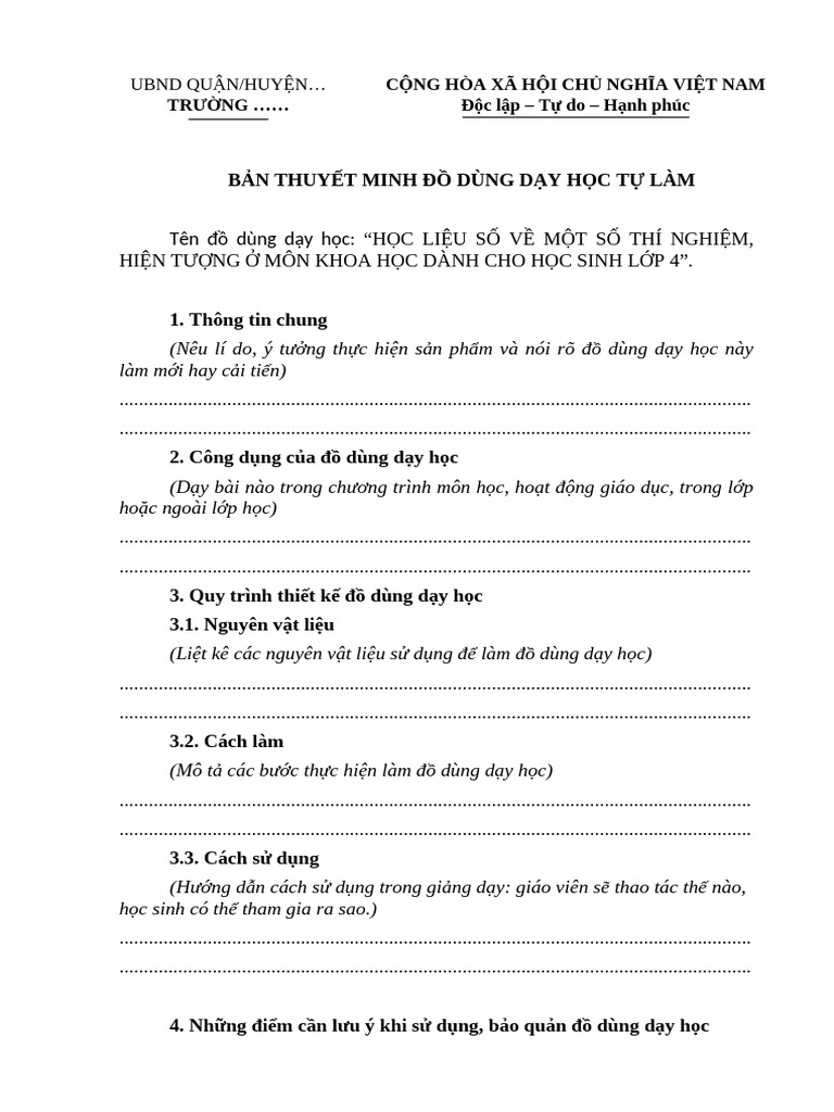 Goi y Ban Thuyet Minh DDDH | PDF